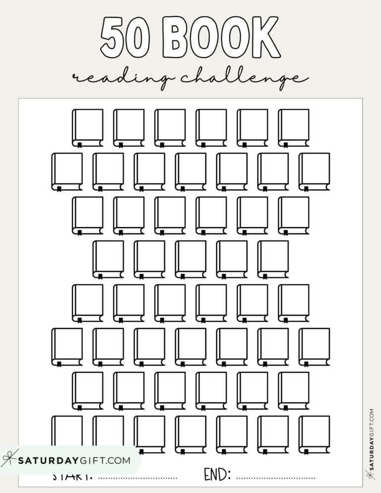 50 Book Challenge Template - 26 Free printables | SaturdayGift