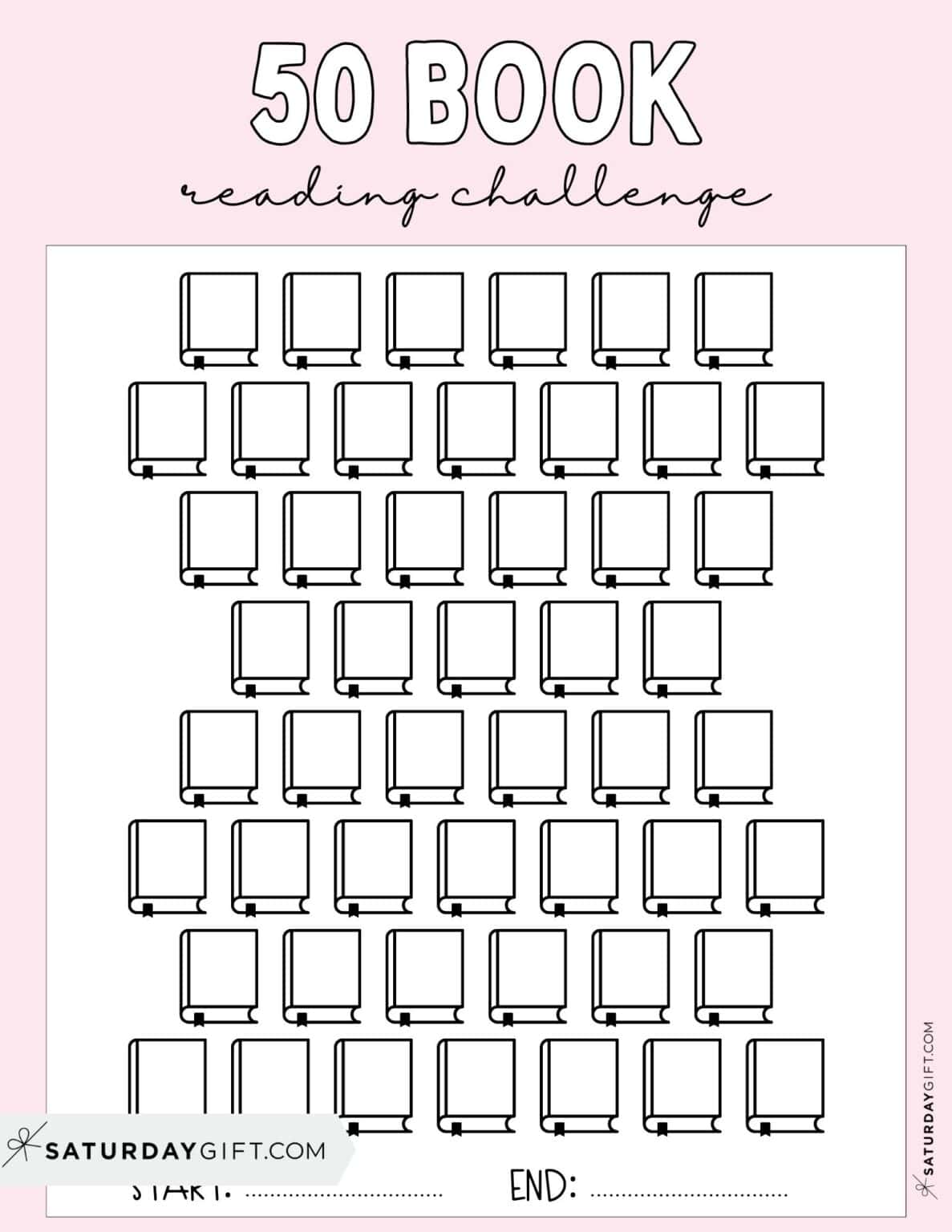 50 Book Challenge Template - 26 Free printables | SaturdayGift