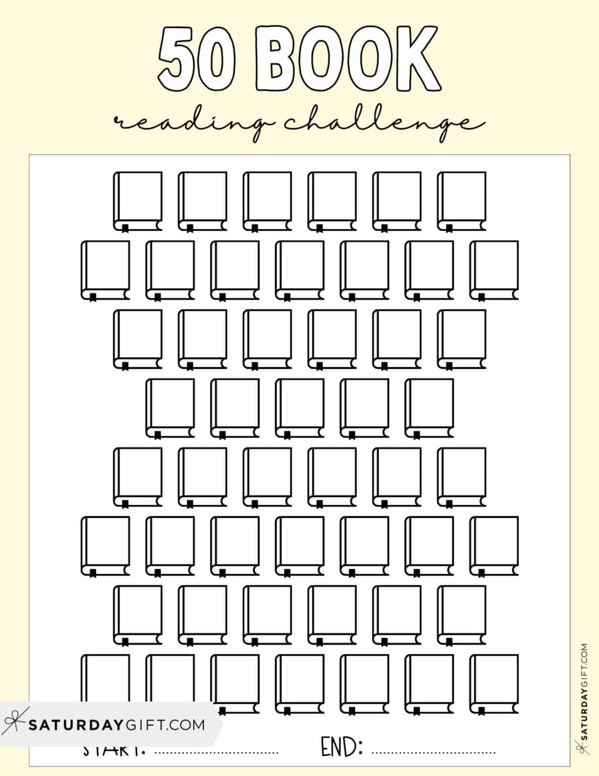 50 Book Challenge Template - 26 Free printables | SaturdayGift