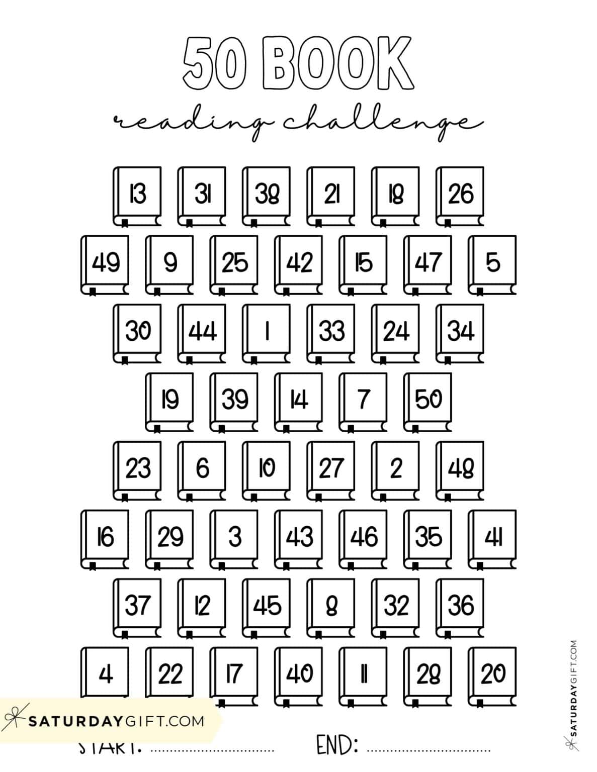 50 Book Challenge Template - 26 Free printables | SaturdayGift