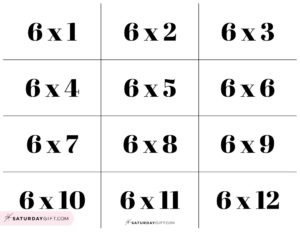 Free Printable Multiplication Flash Cards | SaturdayGift