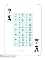 7 Times Table Chart - 15 Cute & Free Printables | SaturdayGift