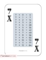 7 Times Table Chart - 15 Cute & Free Printables | SaturdayGift