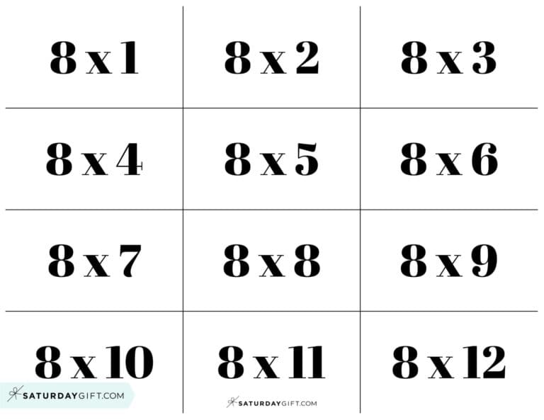 Free Printable Multiplication Flash Cards | SaturdayGift