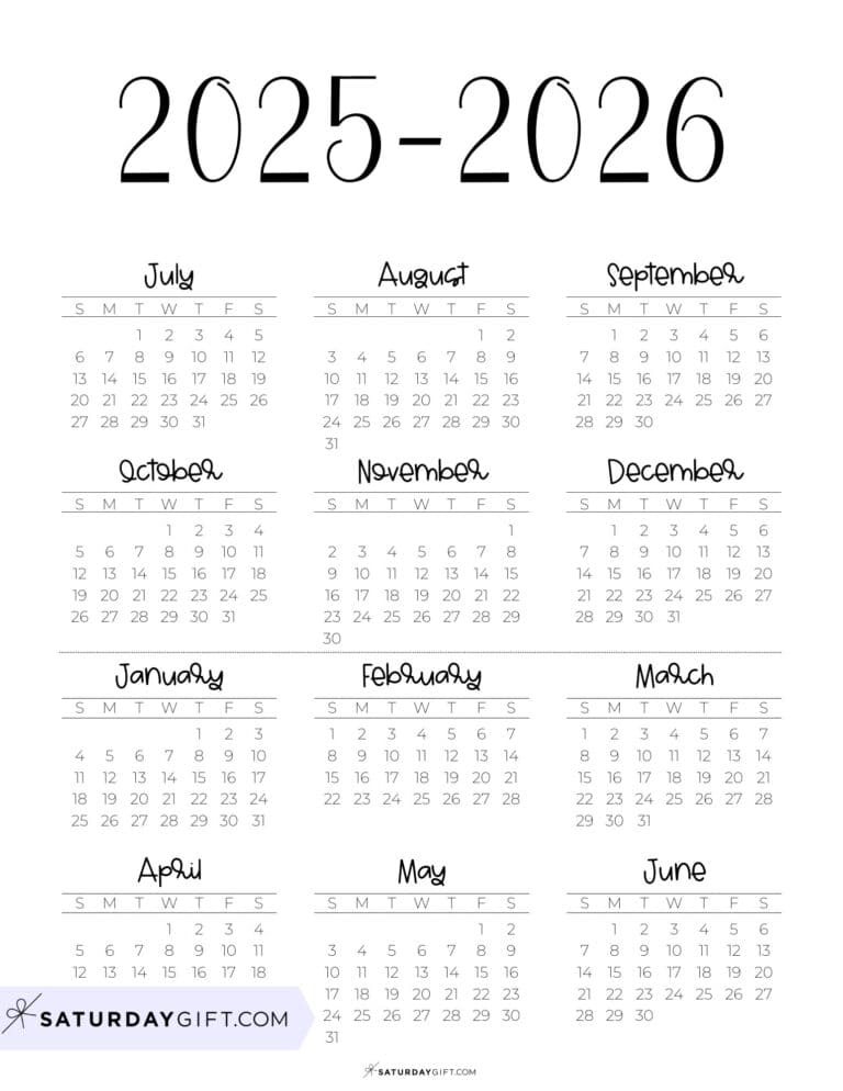 25/26 School Year Calendar printables - 17 Academic Calendars 2025-2026