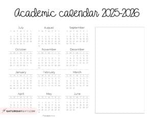 25/26 School Year Calendar printables - 17 Academic Calendars 2025-2026