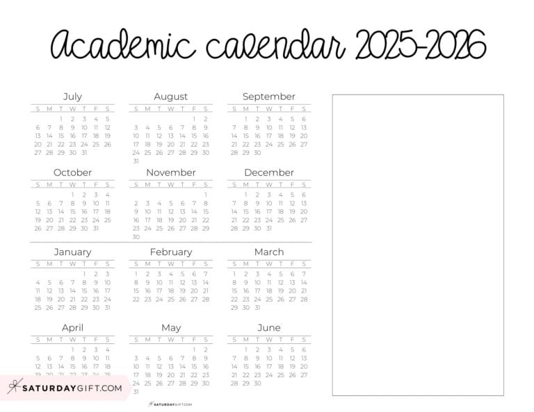 25/26 School Year Calendar printables - 17 Academic Calendars 2025-2026