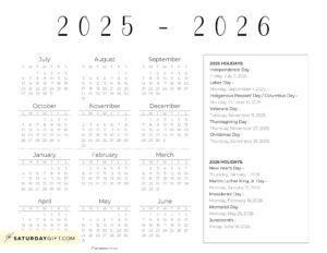 25/26 School Year Calendar printables - 17 Academic Calendars 2025-2026