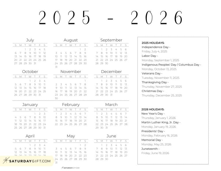 25/26 School Year Calendar printables - 17 Academic Calendars 2025-2026