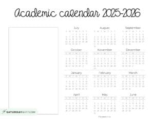 25/26 School Year Calendar printables - 17 Academic Calendars 2025-2026