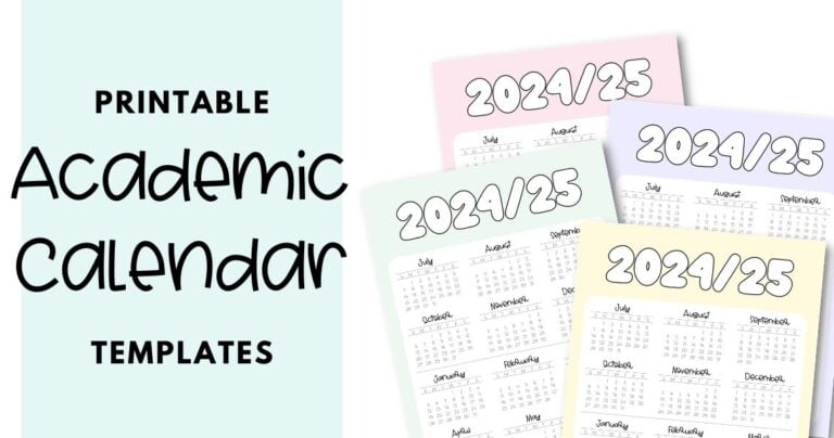 School Calendar Template - 17 Cute Printable Academic Calendars 2024/25