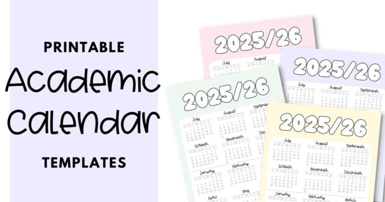 25/26 School Year Calendar printables - 17 Academic Calendars 2025-2026