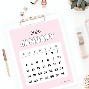 Colorful Calendar 2026 - Adorable Free Printables