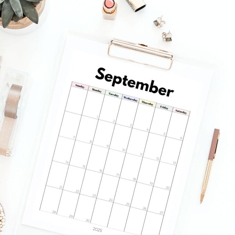 Fresh Pastel Monthly Calendar 2025 - Cute Free Printables