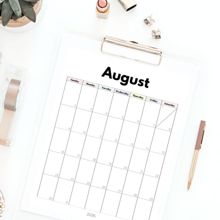 Fresh Pastel Monthly Calendar 2026 - Cute Free Printables