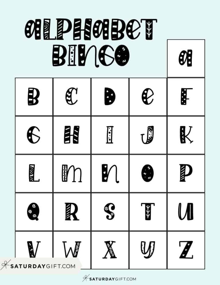 Alphabet Bingo Printable - Cute & Free ABC Bingo Cards | SaturdayGift