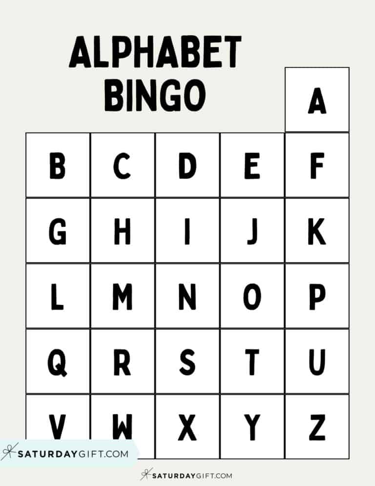 Alphabet Bingo Printable - Cute & Free ABC Bingo Cards | SaturdayGift