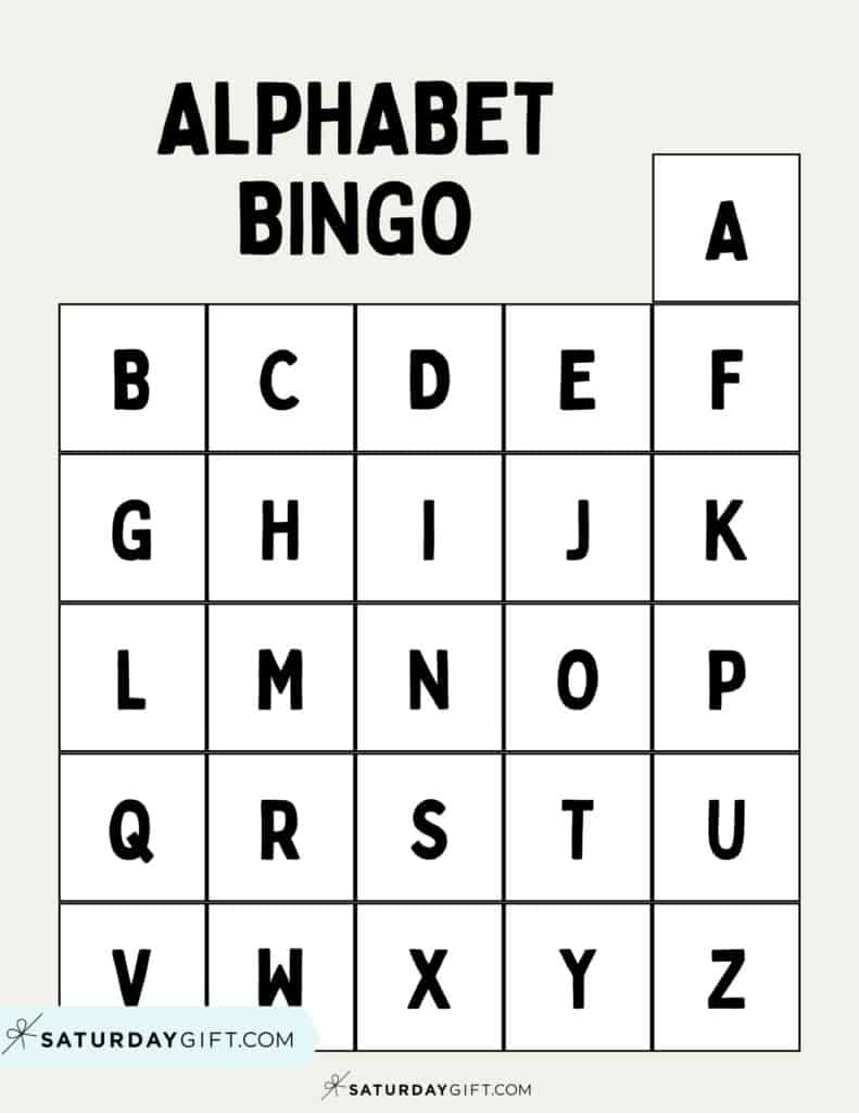 Alphabet Bingo Printable - Cute & Free ABC Bingo Cards | SaturdayGift