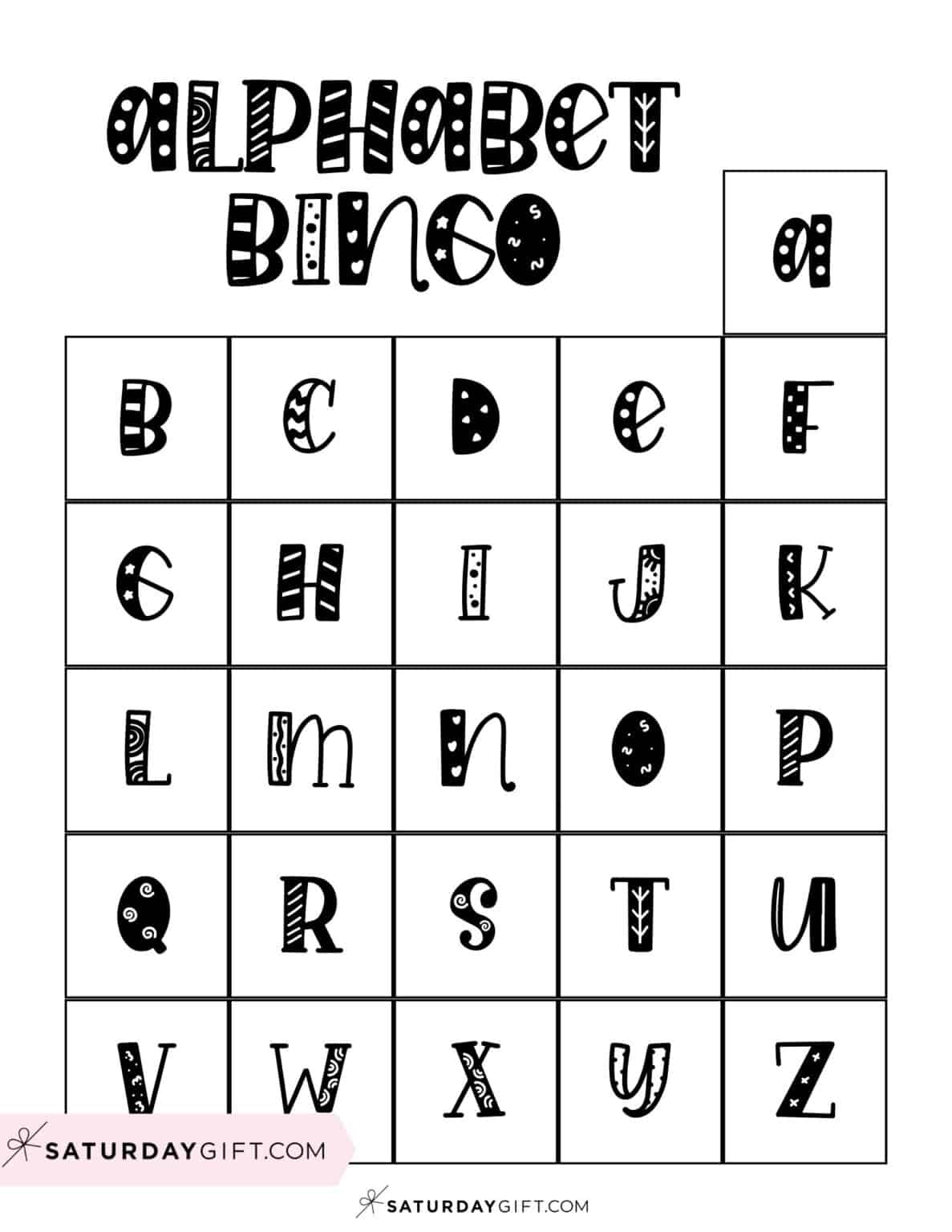 Alphabet Bingo Printable - Cute & Free ABC Bingo Cards | SaturdayGift