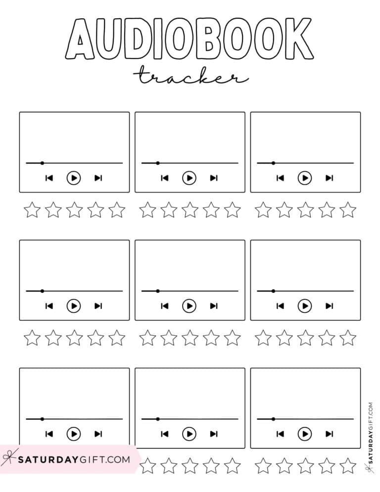 Audiobook Tracker - 25 Cute Free Printable Templates | SaturdayGift