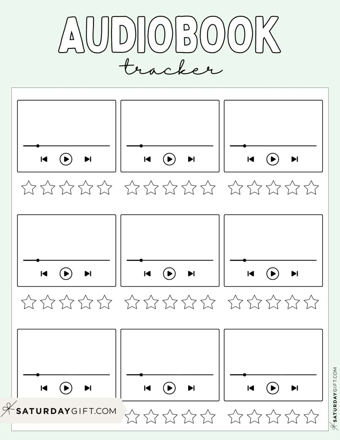 Audiobook Tracker - 25 Cute Free Printable Templates | SaturdayGift