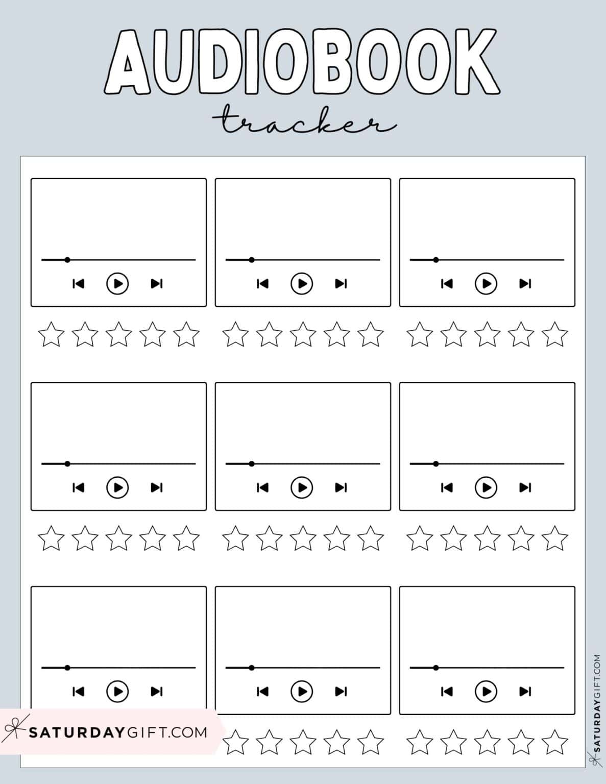 Audiobook Tracker - 25 Cute Free Printable Templates | SaturdayGift