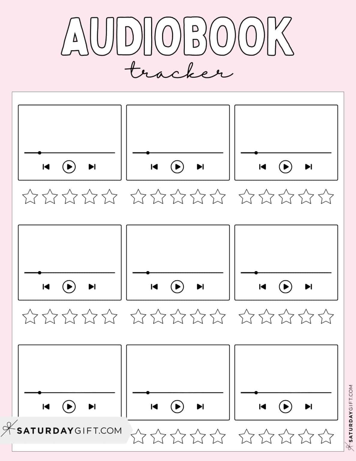 Audiobook Tracker - 25 Cute Free Printable Templates | SaturdayGift