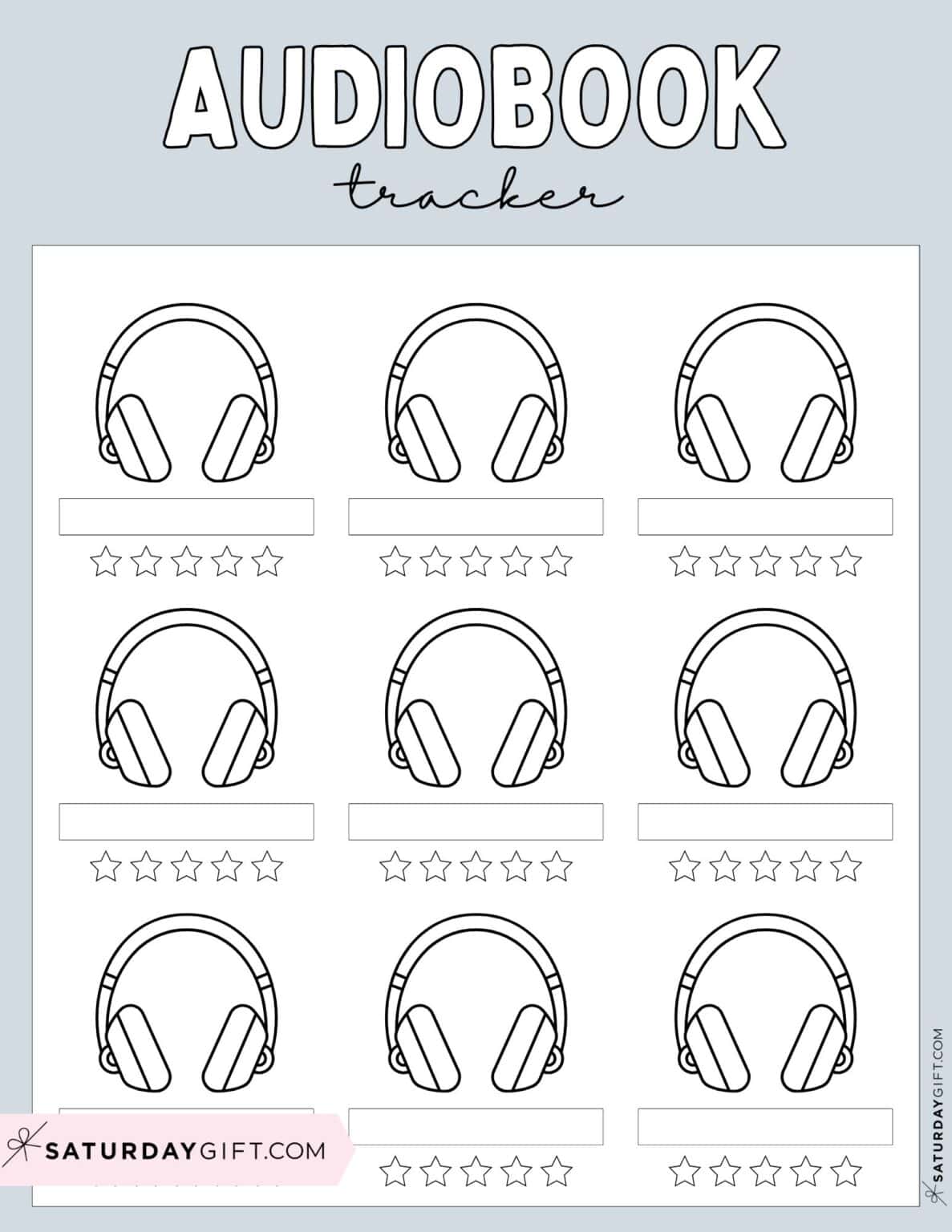 Audiobook Tracker - 25 Cute Free Printable Templates | SaturdayGift