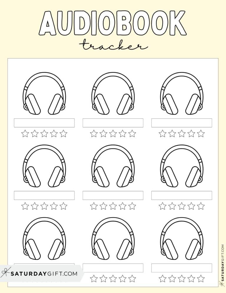 Audiobook Tracker - 25 Cute Free Printable Templates | SaturdayGift