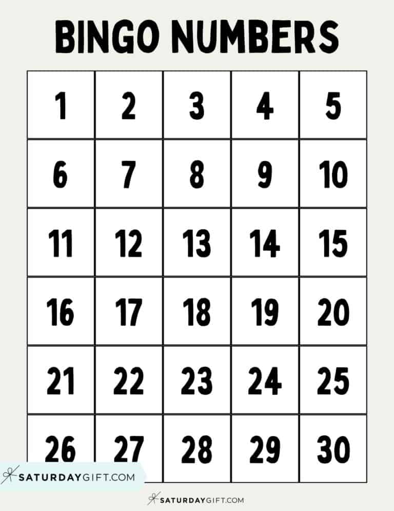 Cute & Free Printable Bingo Cards - 30 Cards + Calling Sheet | SaturdayGift