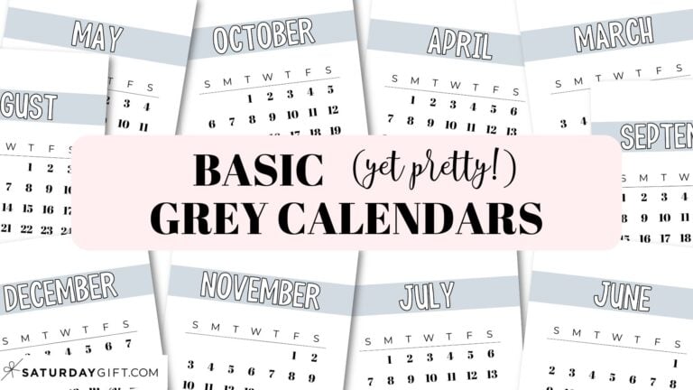 Printable Calendars by Saturday Gift (Free & Super Cute)