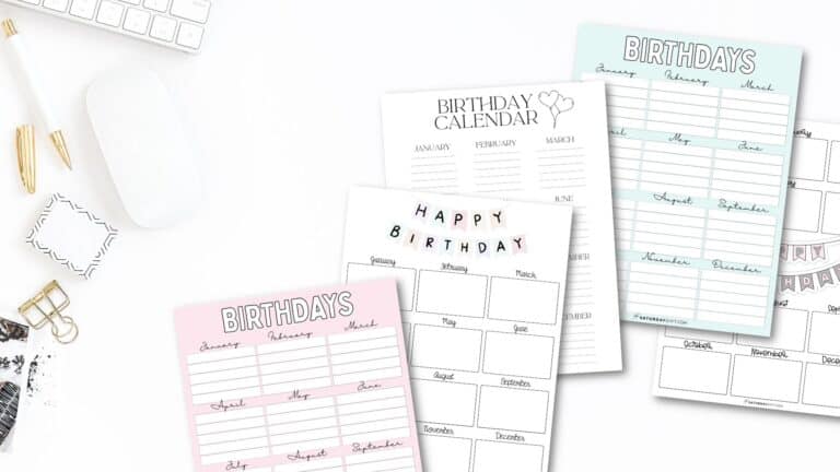 26 Cute & Free Printable Birthday Calendar Templates | SaturdayGift