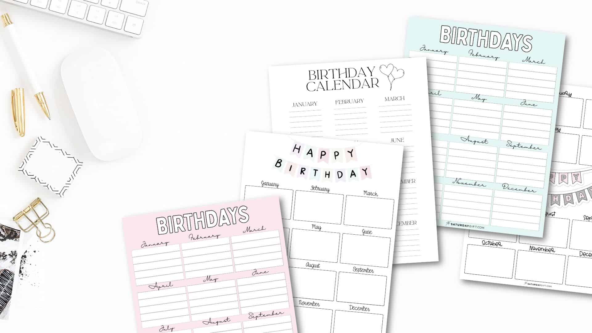 26 Cute & Free Printable Birthday Calendar Templates | SaturdayGift