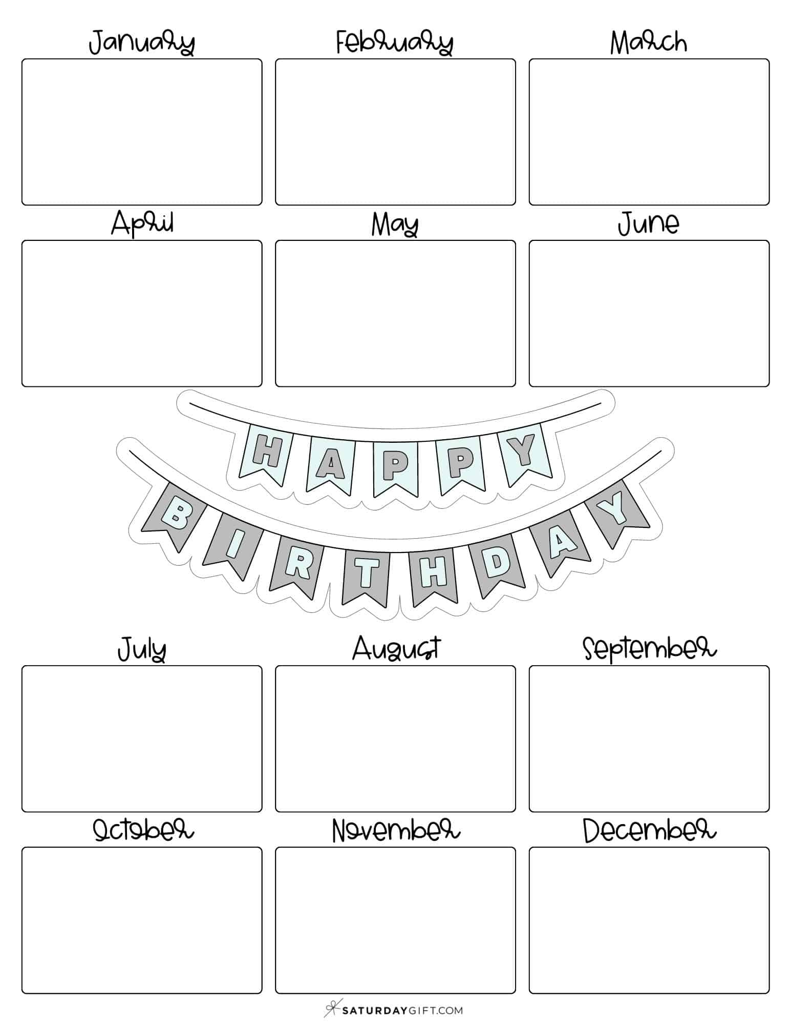 20 Cute & Free Printable Birthday Calendar Templates | SaturdayGift