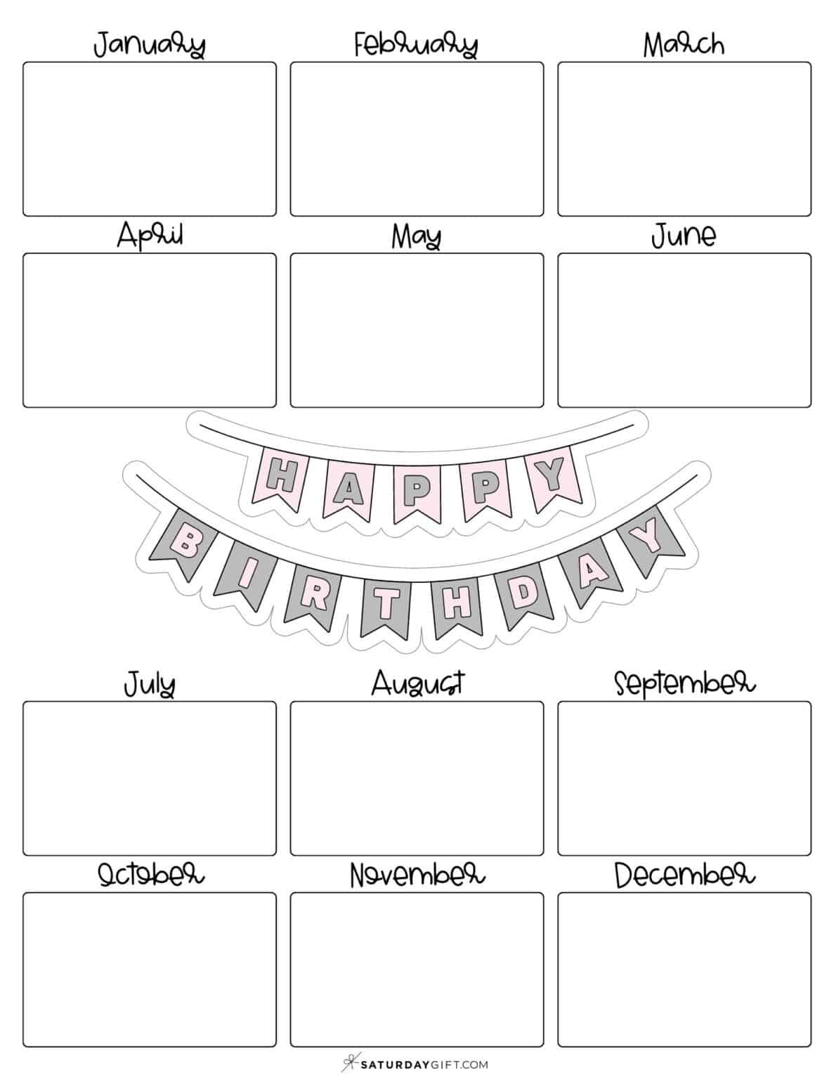 26 Cute & Free Printable Birthday Calendar Templates | SaturdayGift