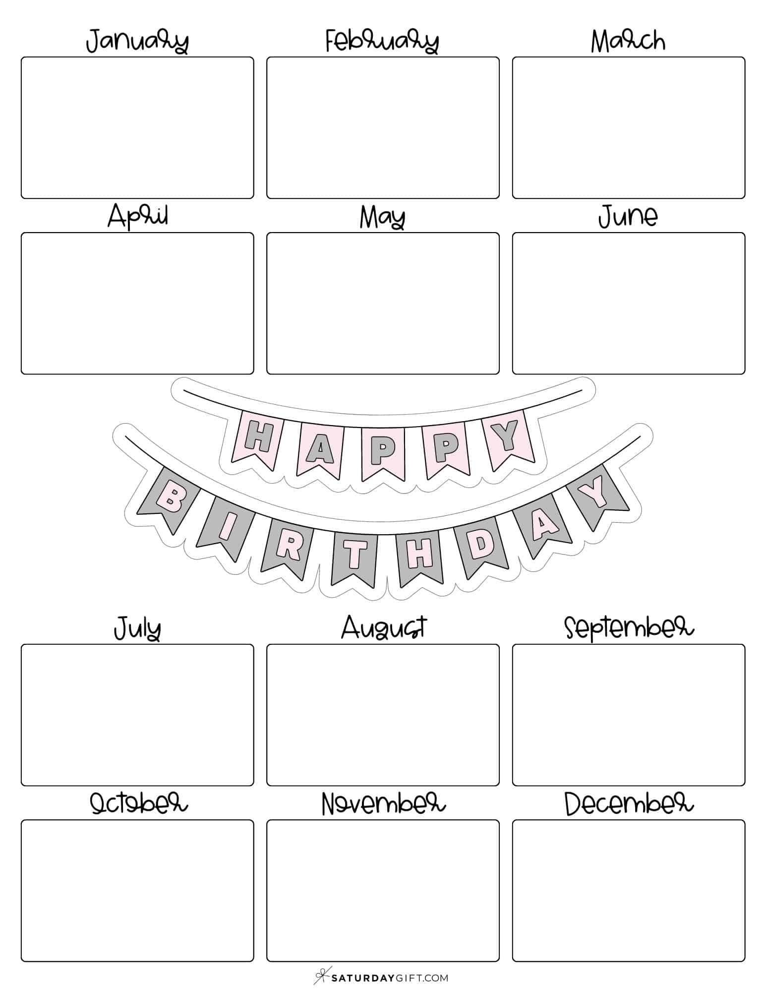 26 Cute & Free Printable Birthday Calendar Templates | SaturdayGift