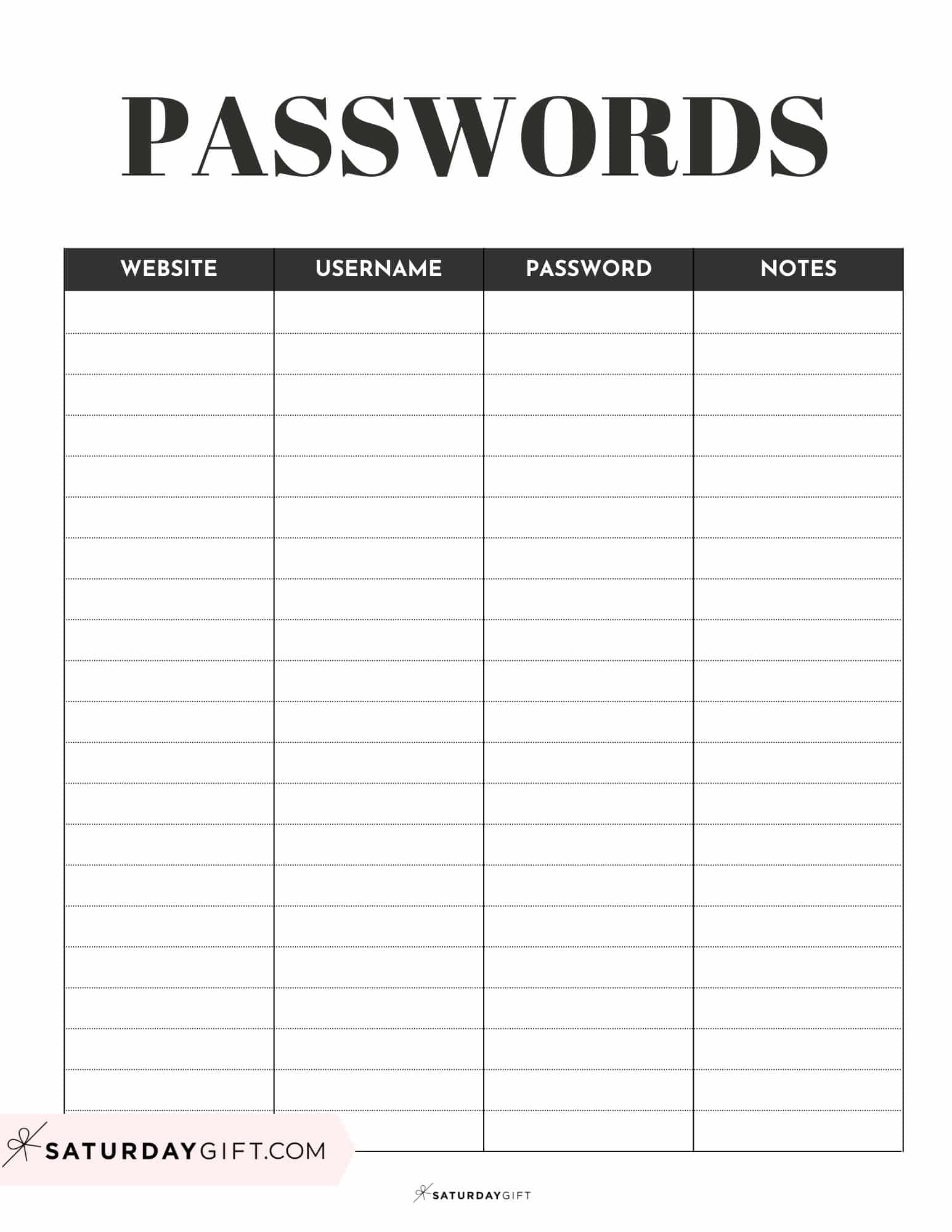 Password Tracker Printable 15 Cute And Free Password Keepers