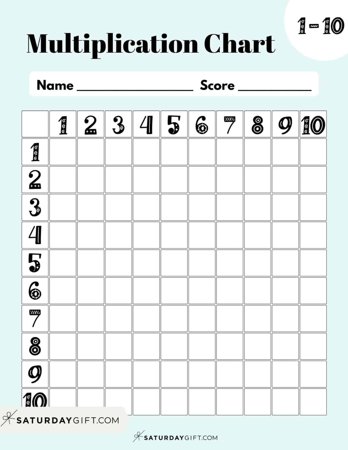 Multiplication Chart 1 to 10 - Cute & Free Printables & Blank Grids