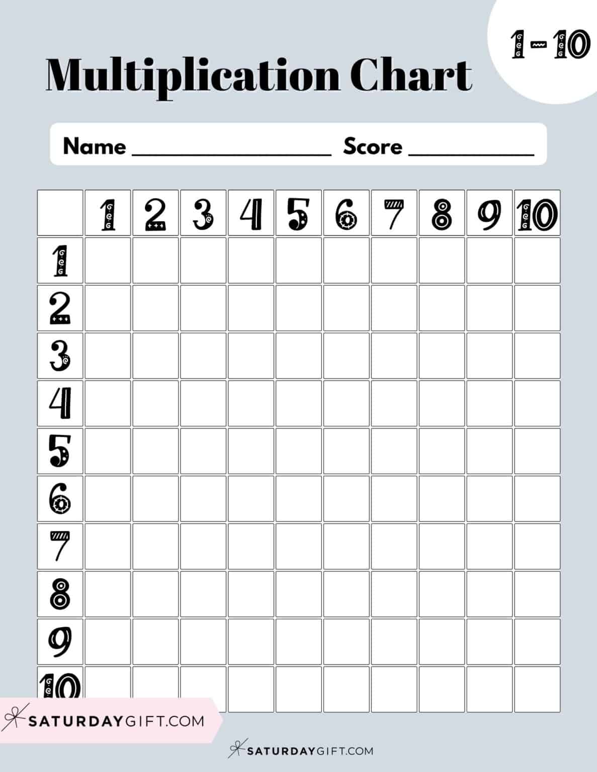 Multiplication Chart 1 to 10 - Cute & Free Printables & Blank Grids