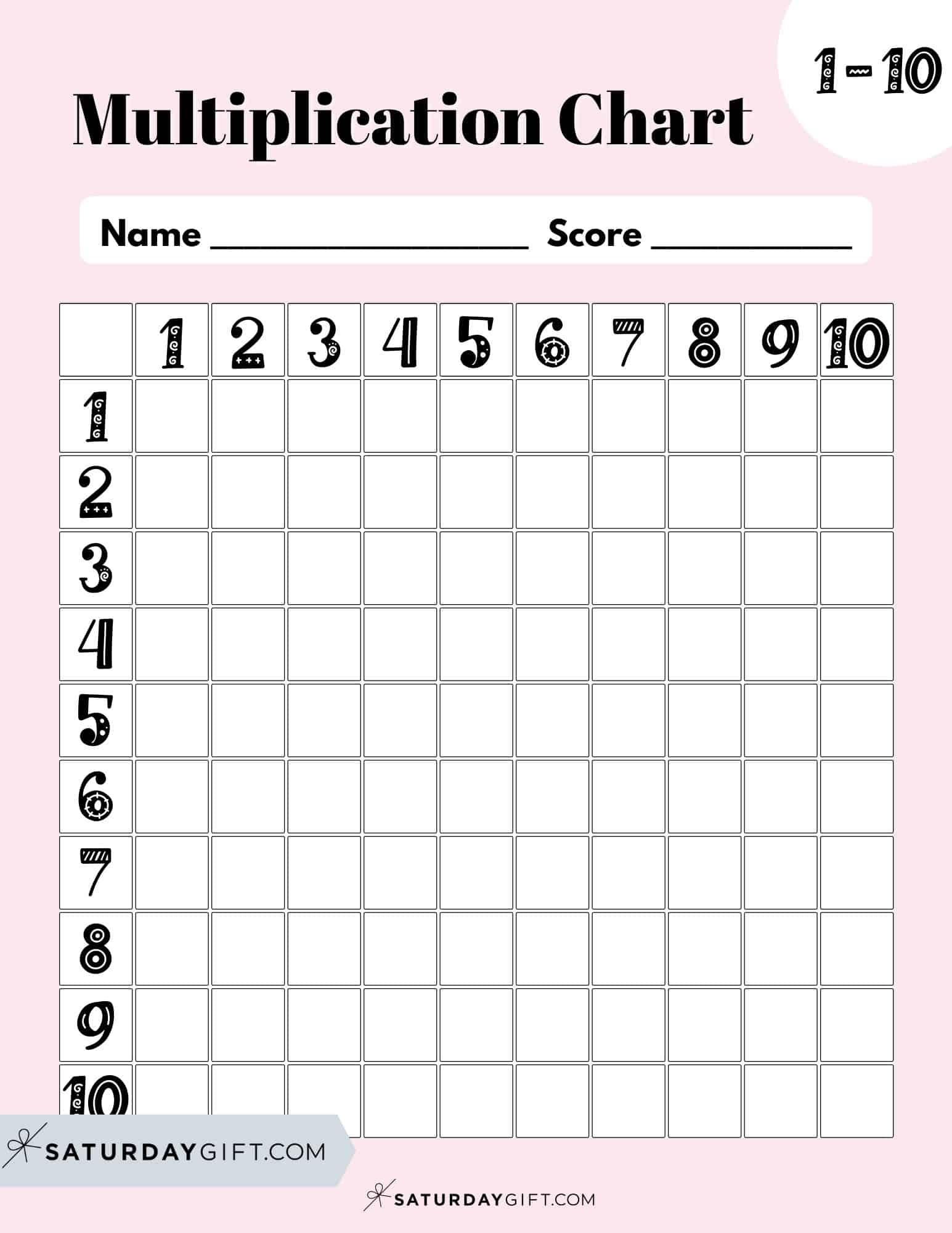Multiplication Chart 1 to 10 - Cute & Free Printables & Blank Grids