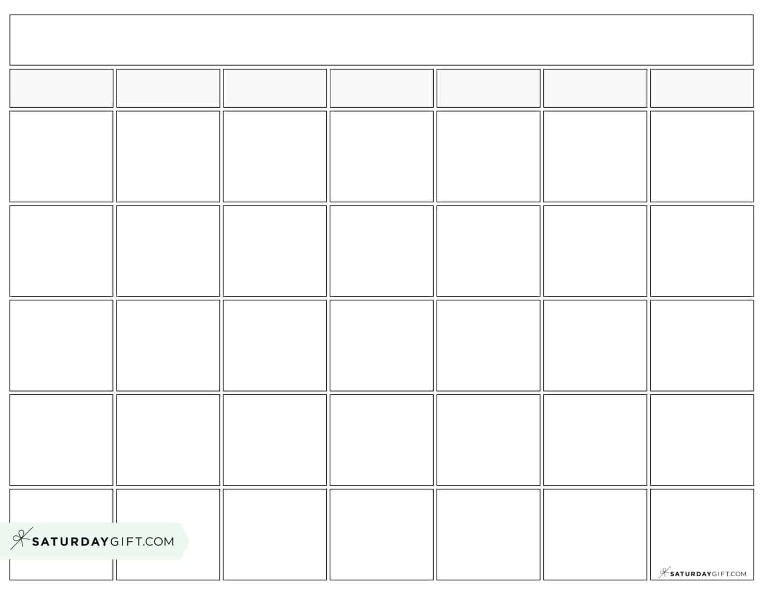 Blank Calendar templates - 29 Cute & Free Printables | SaturdayGift