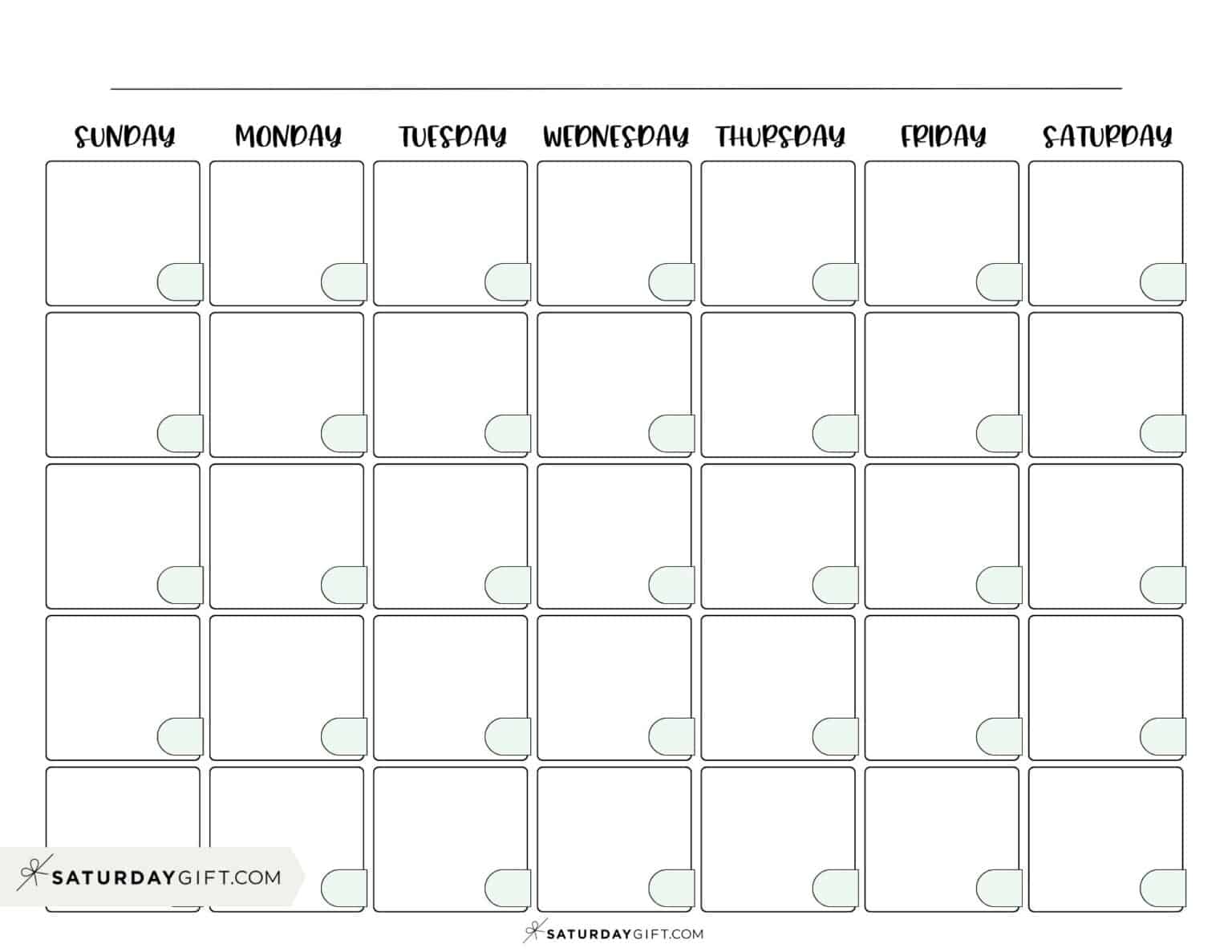 Blank Calendar templates - 29 Cute & Free Printables | SaturdayGift