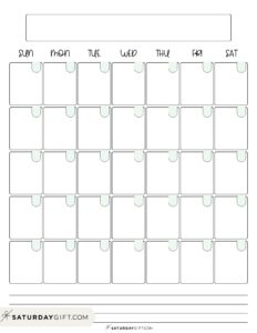 Blank Calendar templates - 29 Cute & Free Printables | SaturdayGift