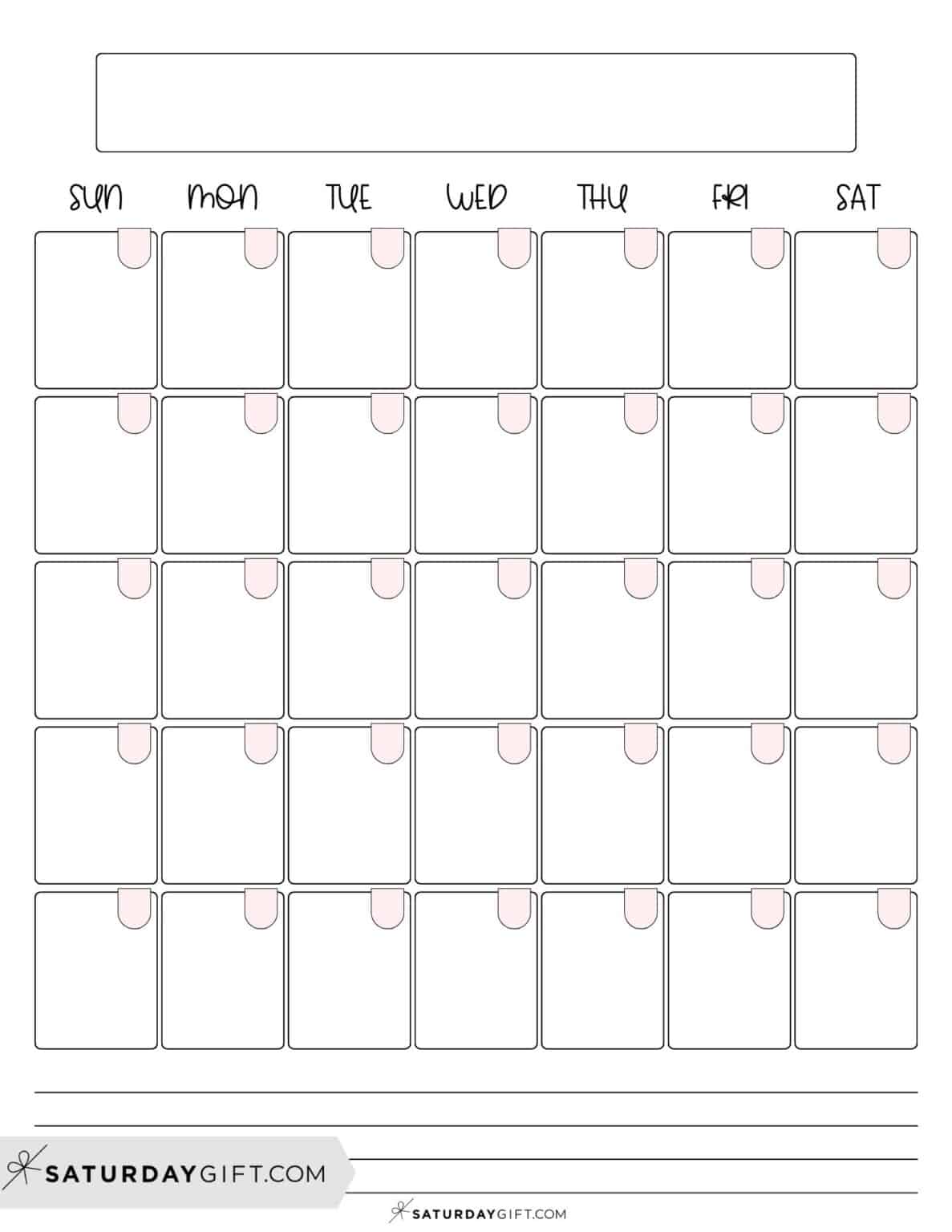 Blank Calendar templates - 29 Cute & Free Printables | SaturdayGift