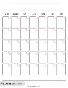 Blank Calendar templates - 29 Cute & Free Printables | SaturdayGift