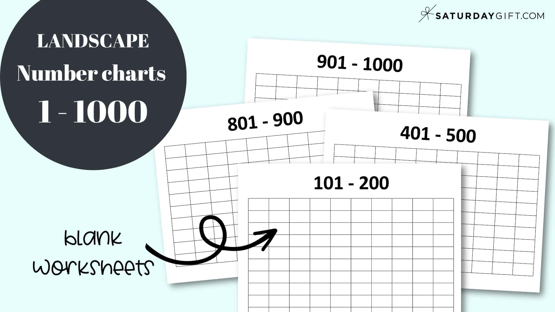 Thousands Chart Printable - Free Numbers 1-1000 Worksheets | SaturdayGift