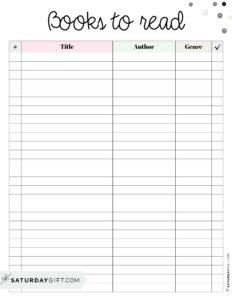 Free Book Tracker Templates - 35 Cute Reading Logs & Lists