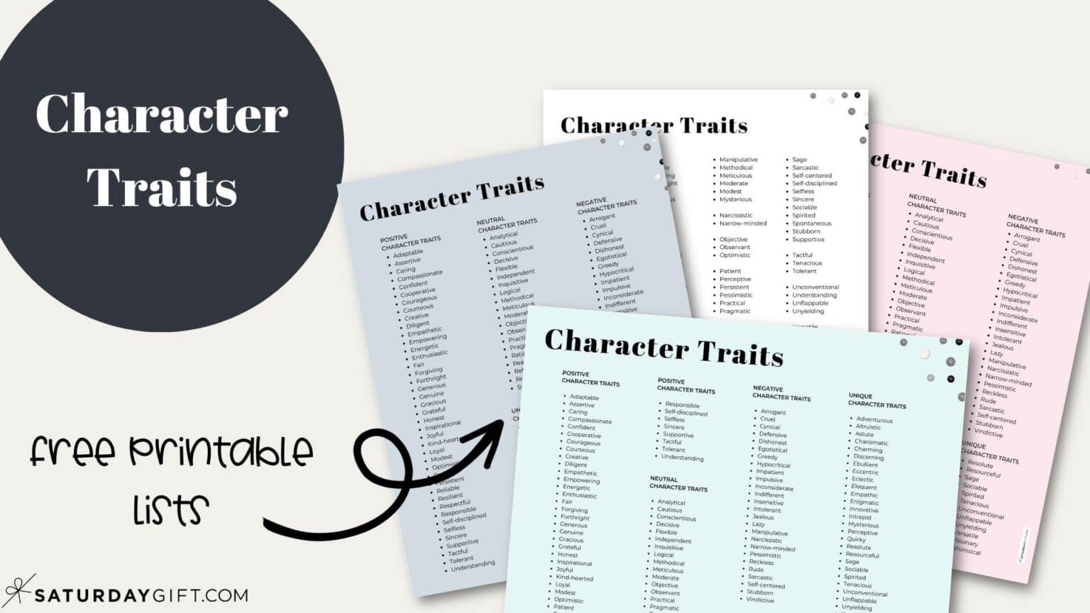 Character Traits List - 115+ Examples of Character Traits | SaturdayGift