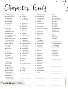 Character Traits List - 115+ Examples of Character Traits | SaturdayGift