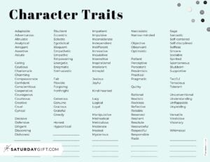Character Traits List - 115+ Examples of Character Traits | SaturdayGift